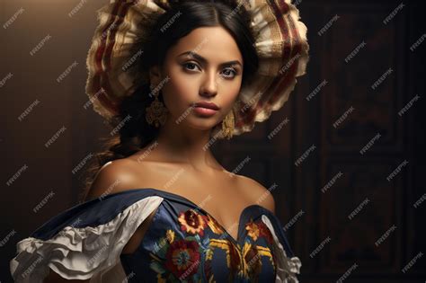 Premium Ai Image Beautiful Latin American Woman In Traditional Atti