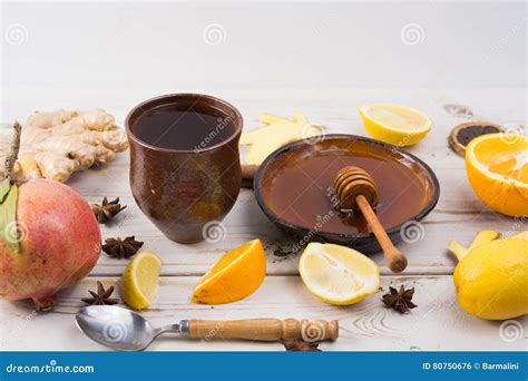 Natural Flu And Cold Remedy Orange And Lemon Fruit Fresh Ginger