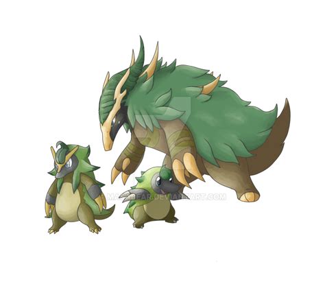 Fakemon Grass Starter W Evos By Masabear On Deviantart