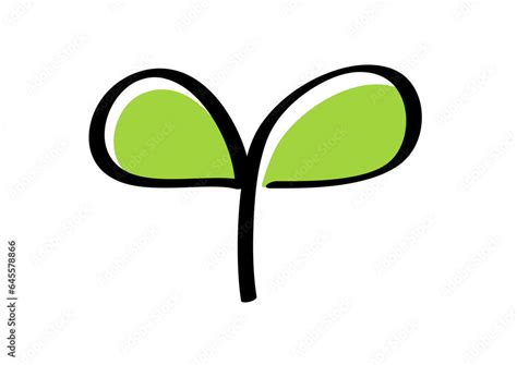 シンプルな手書きのイラスト 双葉 Stock Vector Adobe Stock