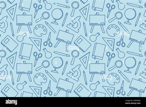 Back To School Seamless Pattern With Chalkboard Scissors Pencil