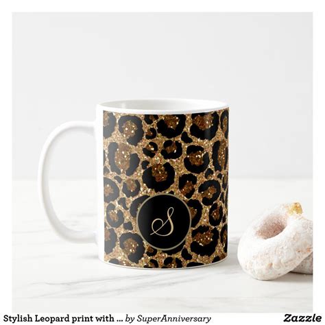 Stylish Leopard Print With Custom Monogram Coffee Mug Zazzle