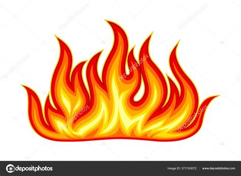 Fire Flames With Bright Orange Blazing Tongues Vector Illustration