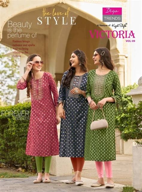 Shop Now Victoria Vol 9 Diya Trends Classy Rayon Printed Kurti