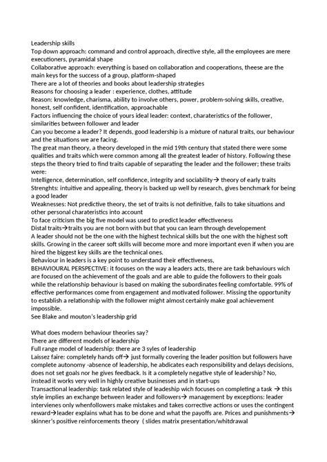 Leadership Skills Docsity