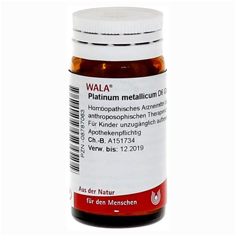 PLATINUM METALLICUM D 6 Globuli 20 Gramm N1 Medpex
