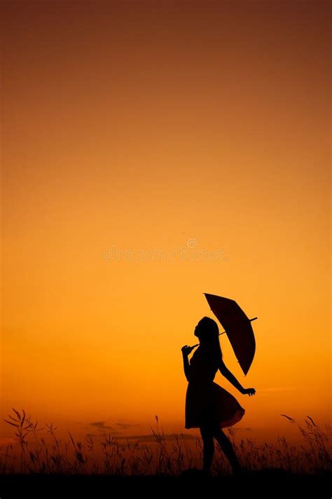 Relax Woman Standing And Sunset Silhouette Stock Image Image Of Black