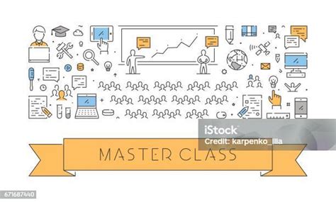 Vector Line Web Banner For Master Class Stock Illustration Download Image Now Achievement