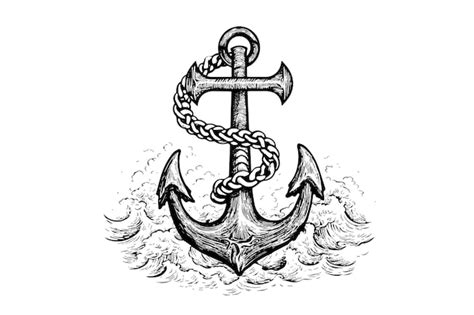 Premium Vector Ship Sea Anchor And Rope In Vintage Engraving Style