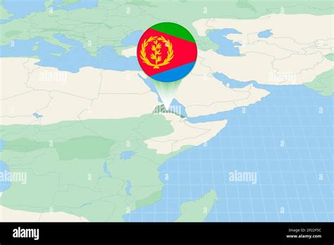 Map Illustration Of Eritrea With The Flag Cartographic Illustration Of Eritrea And Neighboring