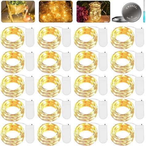 Guirlandes Lumineuses Led À Piles Lot De M Led Mini Led Lumière En Fil De Cuivre