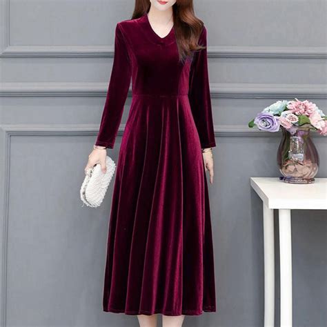 Badu Bg Кадифена ретро дамска макси рокля Ol Style Oversize с обло