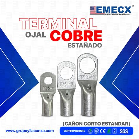 Terminal Ojal Cobre Estañado Cañón Corto Grupo Yllaconza