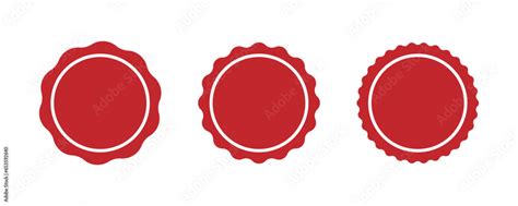 Red Circle Seal Stamp Icons Vintage Wavy Edge Circle Sticker Star