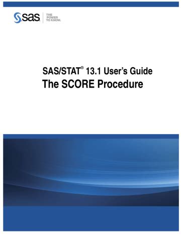 SAS SCORE Procedure User S Guide SAS Manualzz