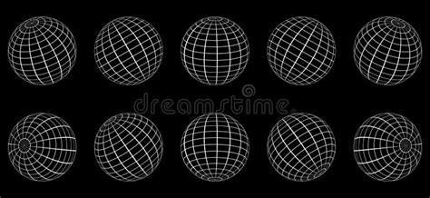 3d White Globe Grid Sphere Set On Black Background Geometric Round Grid Mesh Ball Wireframe