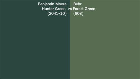 Benjamin Moore Hunter Green 2041 10 Vs Behr Forest Green 808 Side
