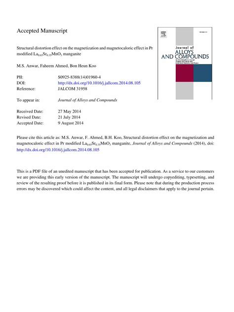 Pdf Structural Distortion Effect On The Magnetization And