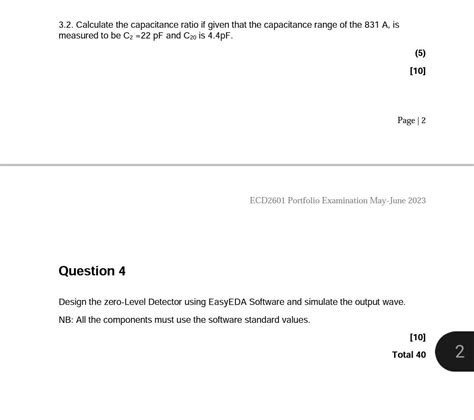 Solved Calculate The Capacitance Ratio If Given That Chegg
