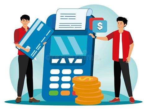 Payment Options Concept Digital Payment Using Cards And Pos System Stock Illustration