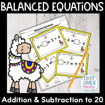 Balanced Equations Addition And Subtraction To Task Cards