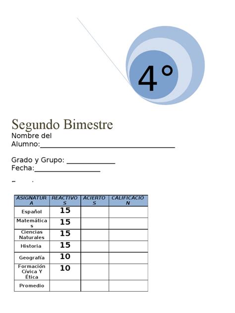 Pdf Examen Lainitas 4to Grado Bimestre 2 2011 2012 Dokumentips