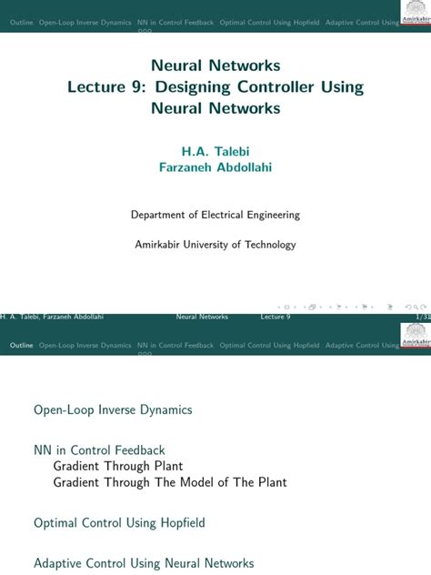 neural networks lecture 9 designing controller using neural networks