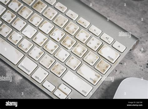 Closeup Very Dirty Computer Keyboard Grimy More Bacteria On Keyboard Stock Photo Alamy