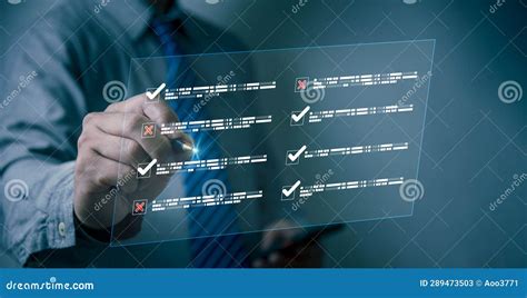 Man Chooses Questionnaire With Checkbox Survey Form Online Answer Questions In The Exam Of