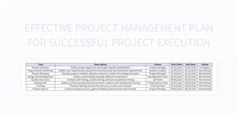 Effective Project Management Plan For Successful Project Execution