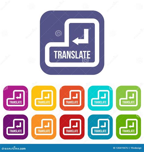 Translate Button Icons Set Stock Vector Illustration Of Knowledge