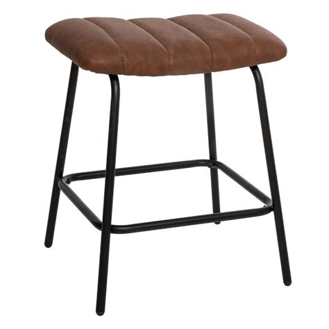 Tabouret Marv marron effet cuir Atmosphera créateur d intérieur