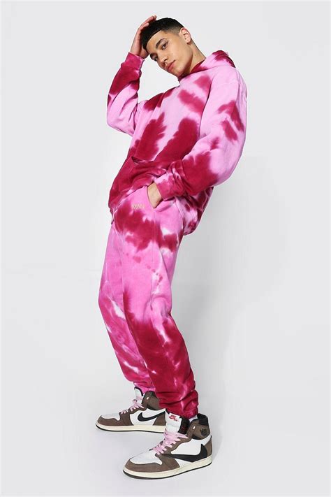 Oversized Original Man Tie Dye Hood Tracksuit Boohoo Uk