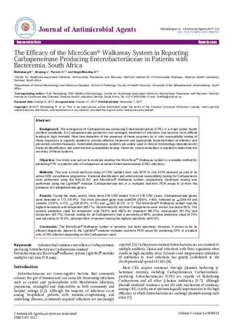 Pdf The Efficacy Of The Microscan®walkaway System In Reporting