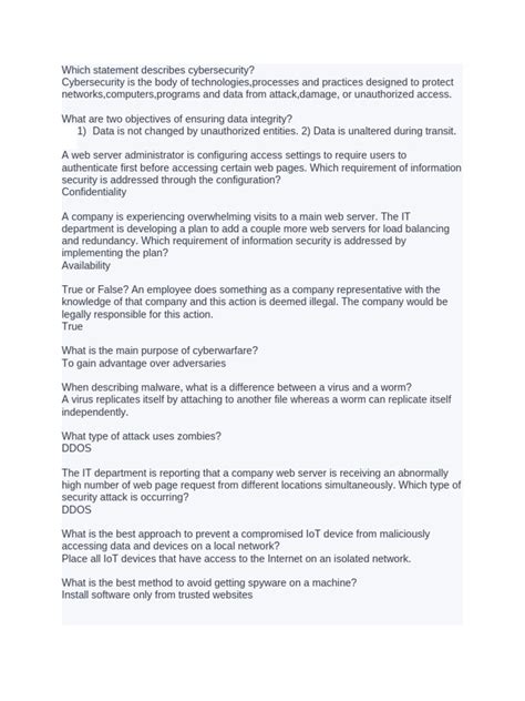 Cybersecurity Final Exam Pdf Computers Security