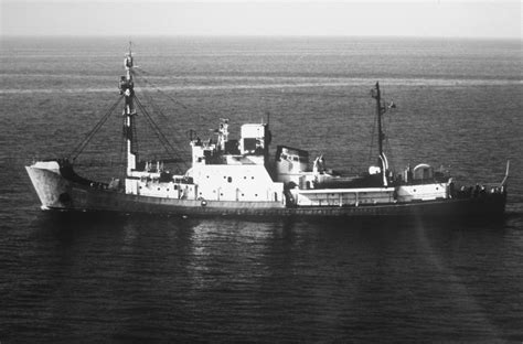 A Port Beam View Of The Soviet Mirnyy Class Intelligence Collection Ship VERTIKAL Underway