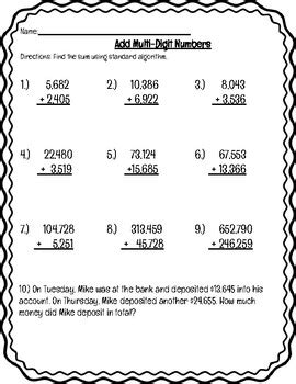 Adding Multi Digit Whole Numbers By Kaitlin McGowan TPT