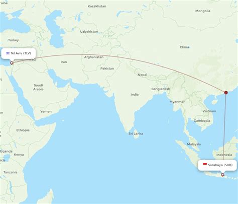 All Flight Routes From Surabaya To Tel Aviv Yafo SUB To TLV Flight