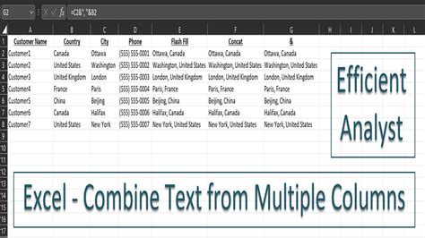 Excel Combine Text From Multiple Columns Youtube