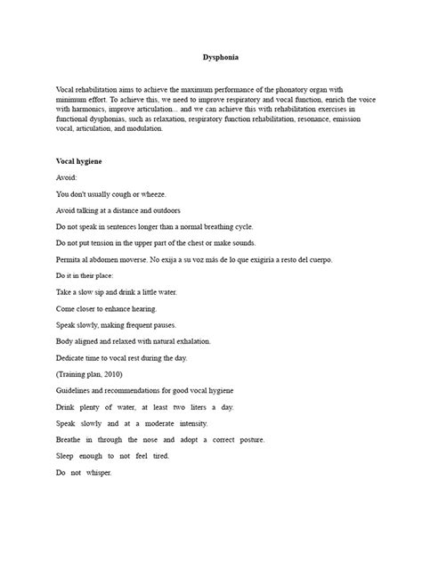 Dysphonia Exercises Pdf Human Voice Breathing