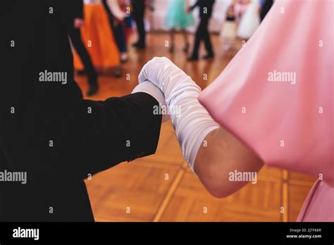 Couples Dance On The Historical Costumed Ball In Historical Dresses