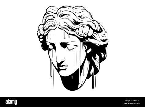 Aphrodite Head Hand Drawn Ink Sketch Engraved Style Vector
