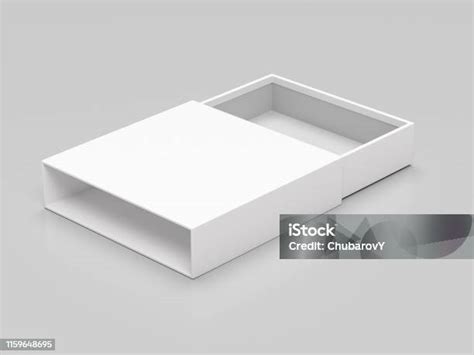 슬라이더 상자입니다 흰색 빈 열린 상자 모형입니다 회색 배경에 3d 렌더링 일러스트레이션 0명에 대한 스톡 사진 및 기타 이미지