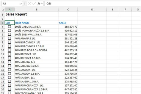 Displaying Details Excel Kitchenette