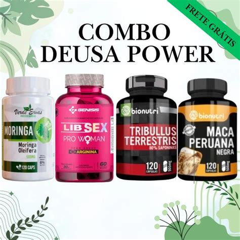 Combo Deusa Power Libi Sex Tribulus Terrestris Maca Peruana Negra E Moringa