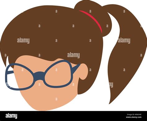 Avatar Woman Wearing Glasses Over White Background Colorful Design