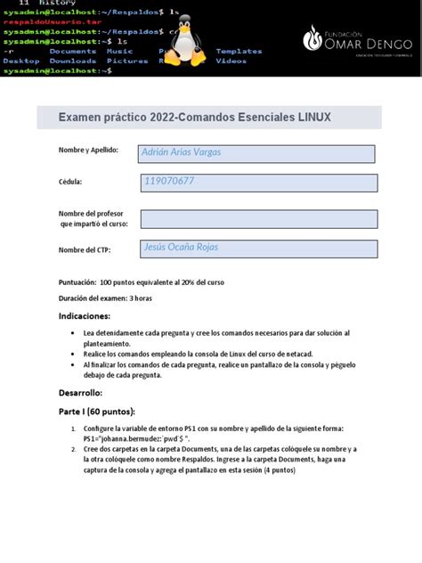 Examen Práctico Linux Essential 2022 Pdf Archivo De Computadora Interfaz De Línea De Comando