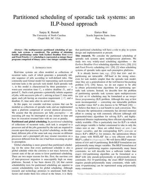 Pdf Partitioned Scheduling Of Sporadic Task Systems An Ilp Based Approach