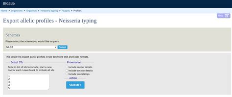 Profile Export BIGSdb Documentation