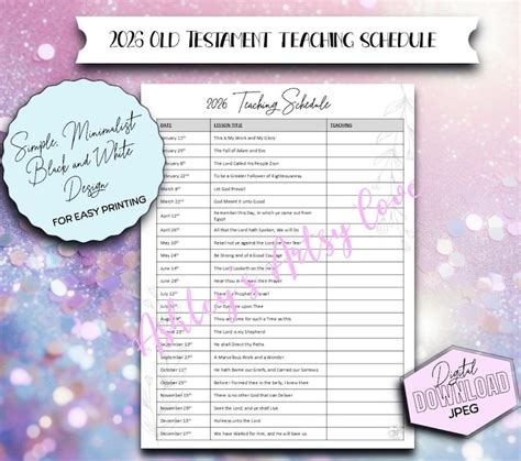2026 Old Testament Lesson Teaching Schedule Download Walk With Me